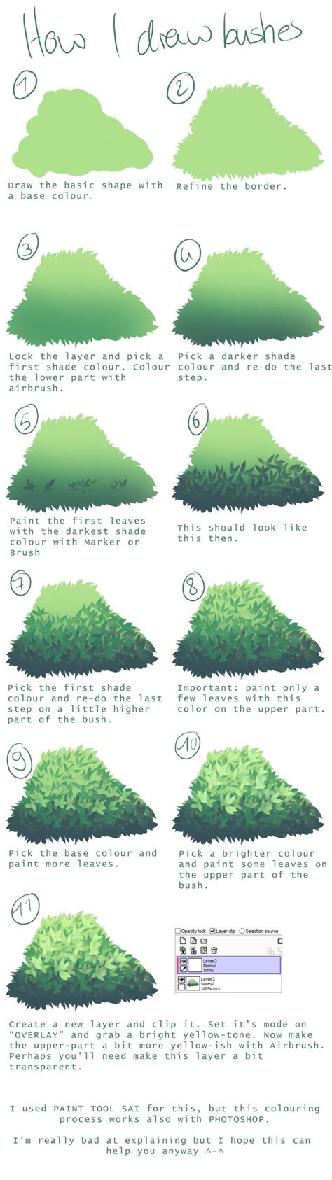 How I Draw Bushes By The Searching One On DeviantArt Come Disegnare Tecnica Artistica