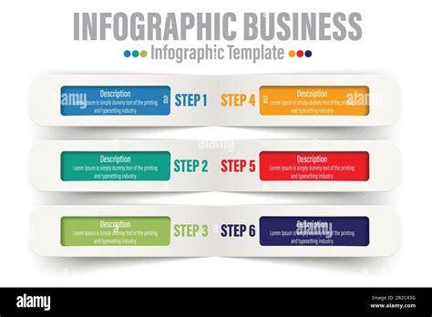 6 Steps Six 6 Option Paper Note Shape Elements With Steps Road Map