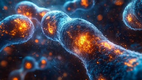 Microscopic View Of Bacteria With Bioluminescent Glow Stock Illustration Illustration Of