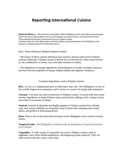American Influence On Filipino Cuisine Pdf Sauce Cuisine