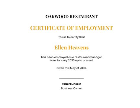 Free Caregiver Certificate Of Employment Template To Edit Online