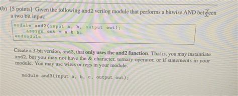 Solved B 5 Points Given The Following And2 Verilog