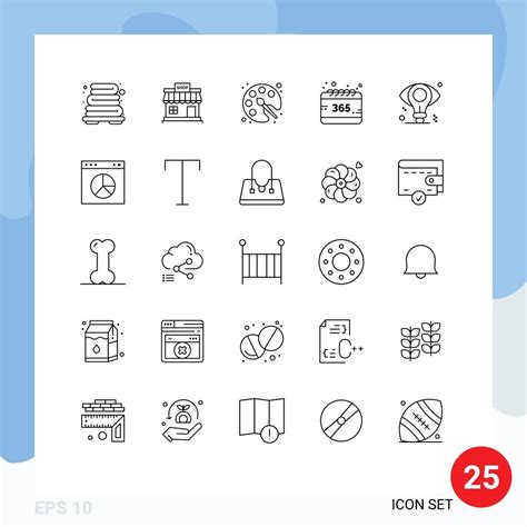 25 User Interface Line Pack Of Modern Signs And Symbols Of Eye Year