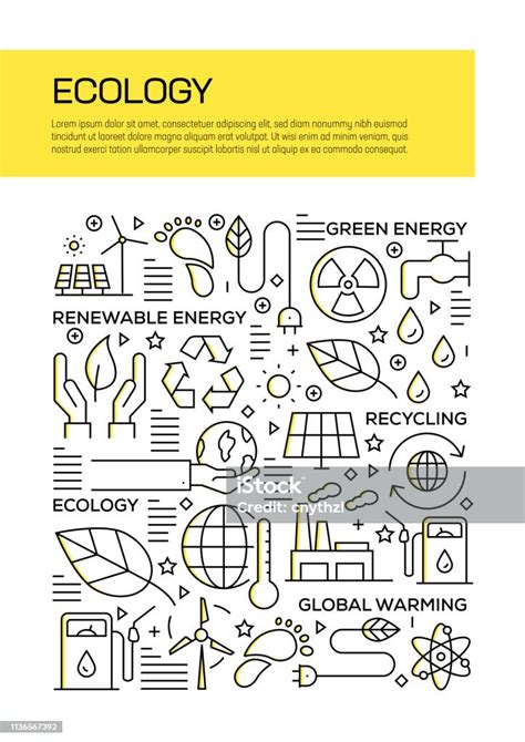 연례 보고서 전단지 브로셔를 위한 생태 개념 선 스타일 커버 디자인 건강한 생활방식에 대한 스톡 벡터 아트 및 기타 이미지