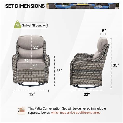 Outdoor Swivel Glider Chair Patio Chairs With 5 Inch Thick Cushions