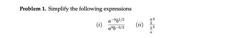 Solved Problem Simplify The Following Expressions I Chegg