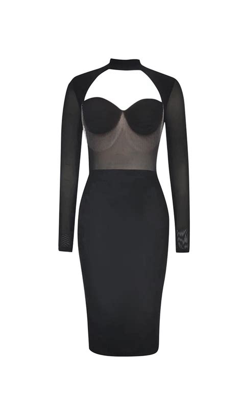 Black Cut Out Mesh Mini Dress Aiizie