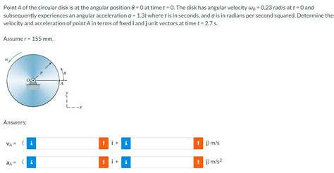 Solved Point A Of The Circular Disk Is At The Angular