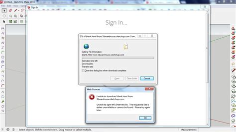 error message when downloading from extension warehouse sketchup