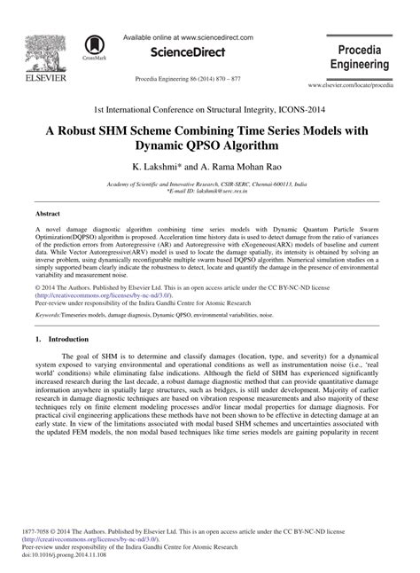 Pdf A Robust Shm Scheme Combining Time Series Models With Dynamic Qpso Algorithm