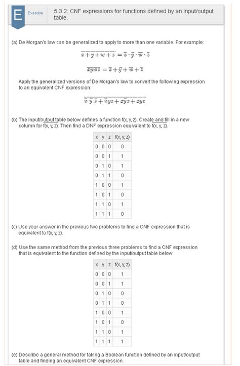 Solved 532 Cnf Expressions For Functions Defined By An