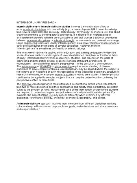Interdisciplinary Research Notes Pdf