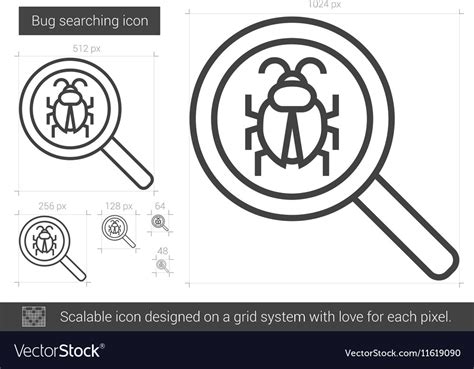 Searching Bug Line Icon Royalty Free Vector Image