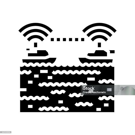 Ship Collision Avoidance Systems Glyph Icon Vector Illustration Stock