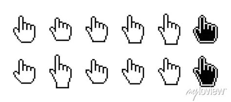 Pixel Bit Cursor Vector Set Bit Collection Of Pixelated Cursors Posters For The Wall