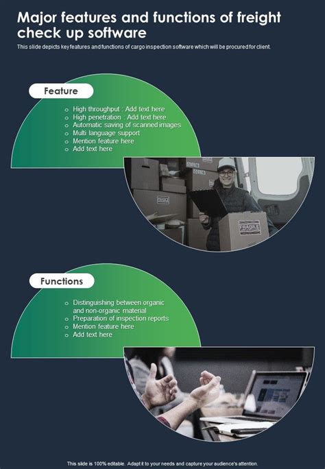 Major Features And Functions Of Freight Check Up Software One Pager Sample Example Document Ppt