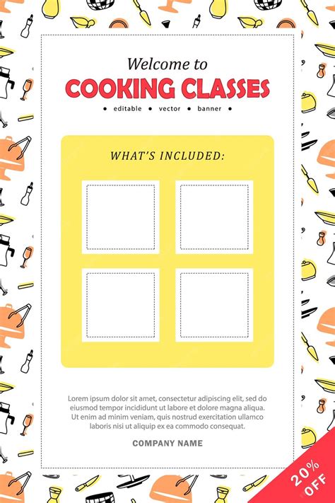 Premium Vector Cooking Classes Banner Template Layout Leaflet Flyer