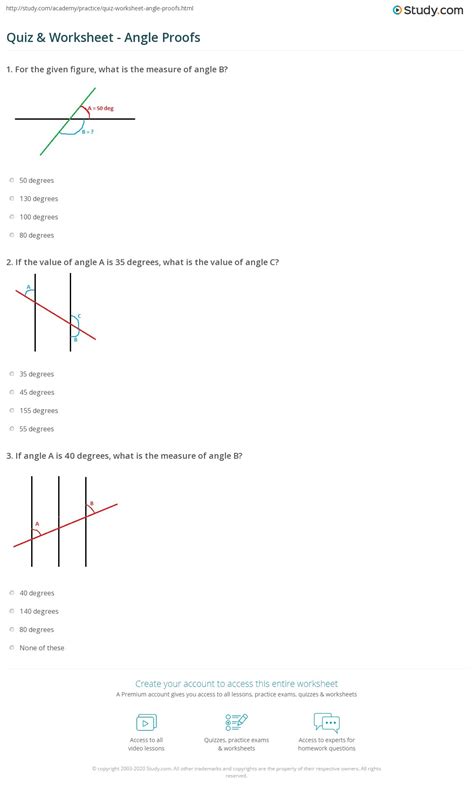 Quiz And Worksheet Angle Proofs Quiz And Worksheet Angle Proofs