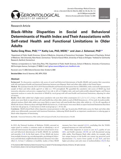 Pdf Blackwhite Disparities In Social And Behavioral Determinants Of