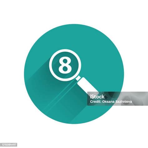 흰색 검색 8 긴 그림자로 격리 3 월 아이콘 돋보기 기호입니다 국제 해피 우먼의 날 녹색 원 버튼입니다 벡터 일러스트레이션 0명에 대한 스톡 벡터 아트 및 기타 이미지