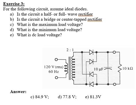 Solved Exercise 3 For The Following Circuit Assume Ideal Diodes A
