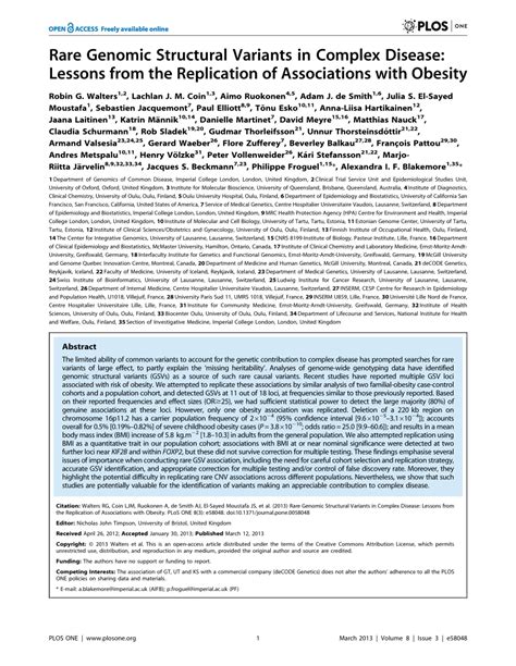 Pdf Rare Genomic Structural Variants In Complex Disease Lessons From The Replication Of