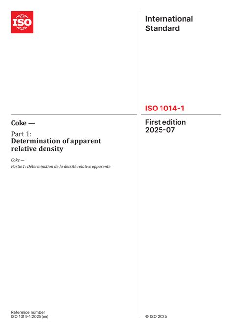 ISO 1014 1 2025 Coke Part 1 Determination Of Apparent Relative Density