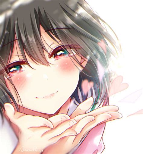 Safebooru Banjou Azusa Blush Heart Lips Mihate Hiura Original Otoko