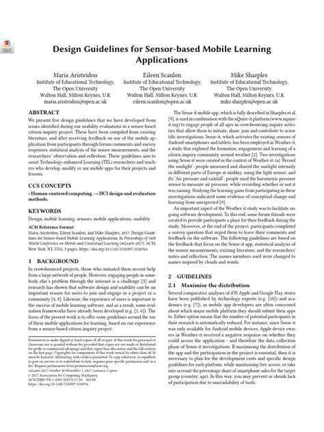 Design Guidelines For Sensor Based Mobile Learning Applications Pdf