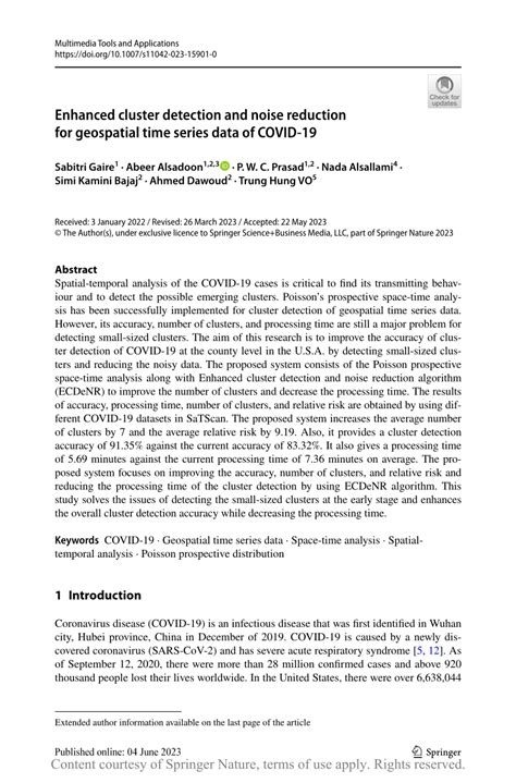 Enhanced Cluster Detection And Noise Reduction For Geospatial Time