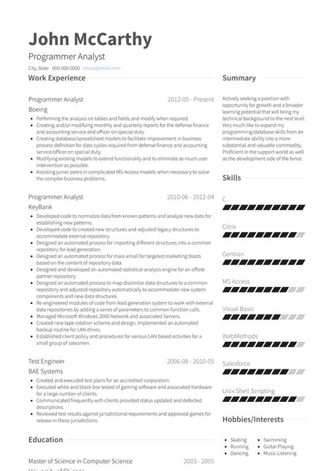 Programmer Analyst Resume Samples And Templates VisualCV