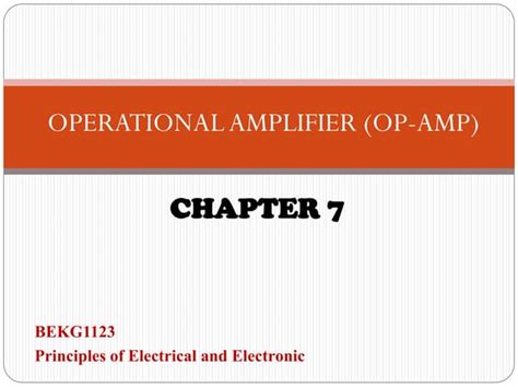 Chapter 7 Operational Amplifier Op Amp Pdf