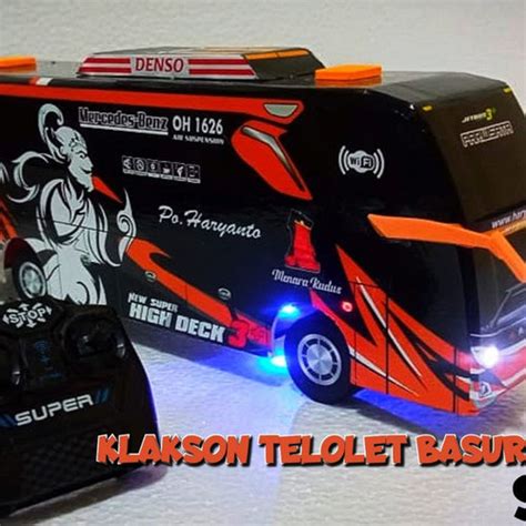 Jual Miniatur Bus Haryanto Bima Rc Oren Remot Full Led Panjang 38 Cm