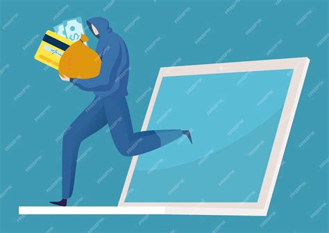 Premium Vector Hacker Criminal Character Steal Personal Information Password From Credit Card
