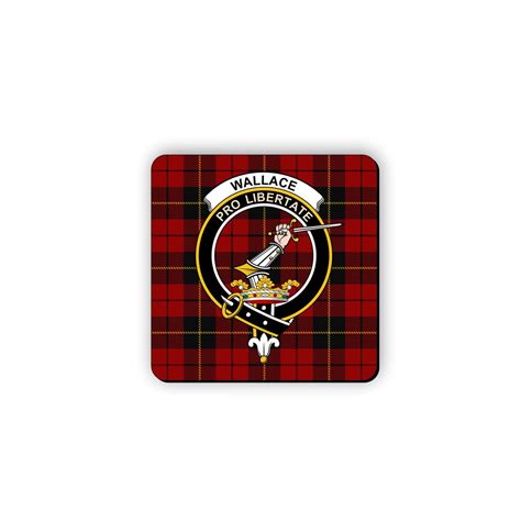 Wallace Scottish Clan Red Tartan Motto Crest Rubber Coaster Set Of 4 Etsy