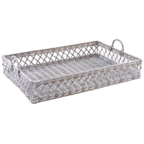 Rectangular White Washed Rattan Baskets Cma453s Aubry Gaspard