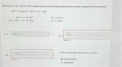 Solved Determine E∗ Δg∗ And K For The Overall Reaction From