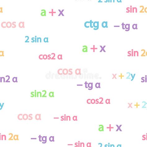 seamless pattern with mathematical formulas and numbers algebra and