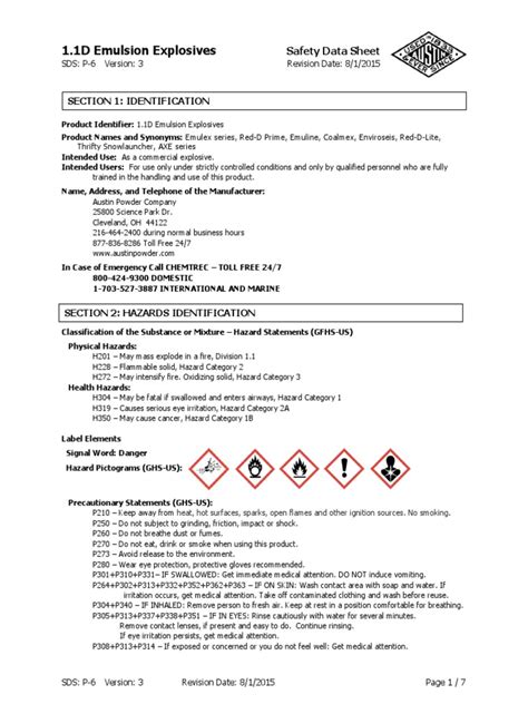 Sds P 6a 1 1d Emulsion Products Pdf