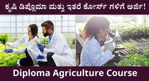 Diploma Agriculture ಒಂದು ವರ್ಷದ ಕೃಷಿ ಡಿಪ್ಲೊಮಾ ಮತ್ತು ಇತರೆ ಕೋರ್ಸ್ ಗಳಿಗೆ