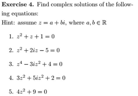 solved exercise 4 ﻿find complex solutions of the follow ing