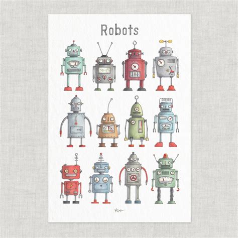 Robots Poster Robot Vintage Toy Retro Etsy