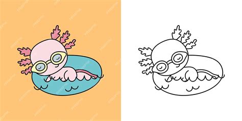 귀여운 도롱뇽 스포츠맨 클립 아트 여러 가지 빛깔과 흑백입니다 귀여운 Kawaii Axolotl 스포츠맨 프리미엄 벡터