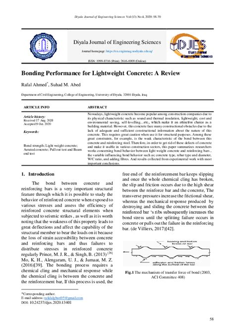 Pdf Bonding Performance For Lightweight Concrete A Review