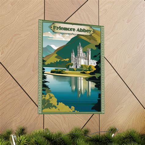 Kylemore Abbey Travel Poster Art Deco Style Irish Wall Art Premium