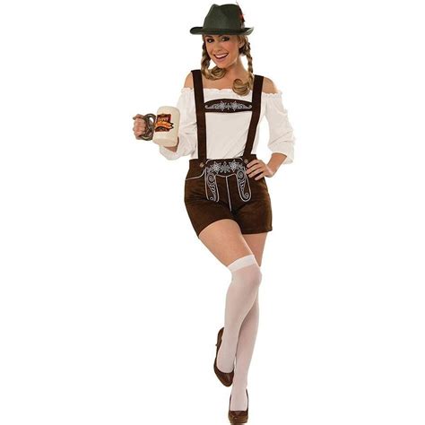 German Womens Brown Lederhosen Oktoberfest Costume Big W