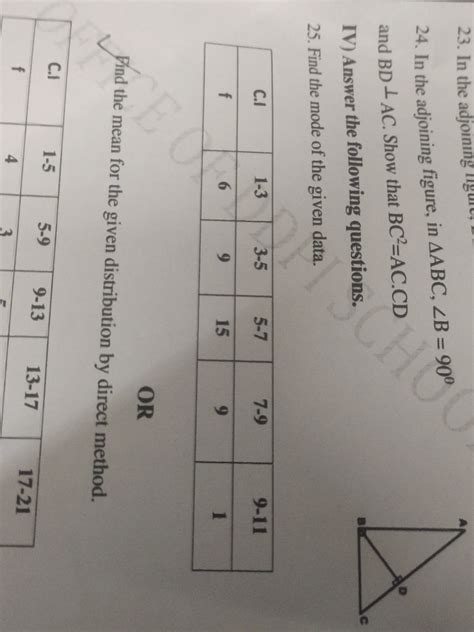 23 In The Adjoining Figure 24 In The Adjoining Figure In Abc B 90 And Bdac Show That Bc2accd