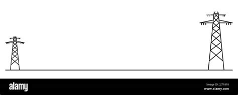 Power Line Art Web Banner With Electric Poles Stock Vector Image And Art Alamy