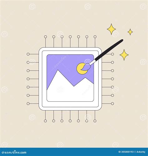 Chip With Image And Brush Text To Image Prompt Engineering Stock