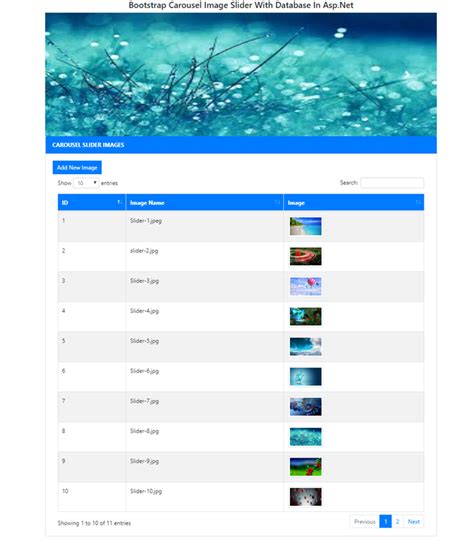 bootstrap carousel image slider with database in asp